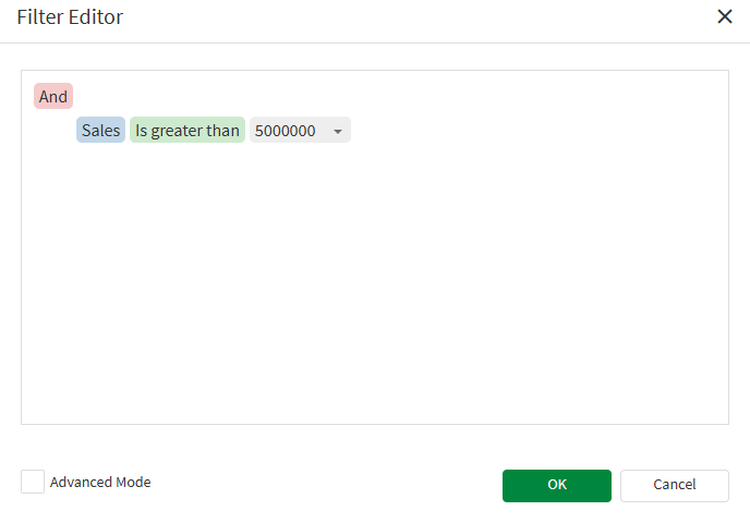 Example - Applying filtering to a table | Qlik Cloud Help