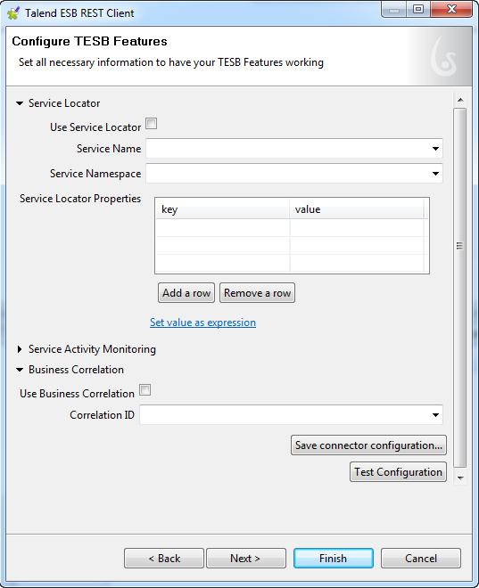 Configuring the Talend ESB REST Client connector | Talend Connectors for BPM Reference Guide Help