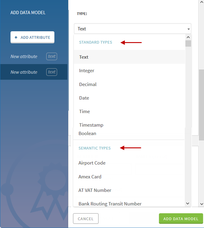 Defining a data model for the campaign | Talend Data Stewardship Getting Started Guide Help