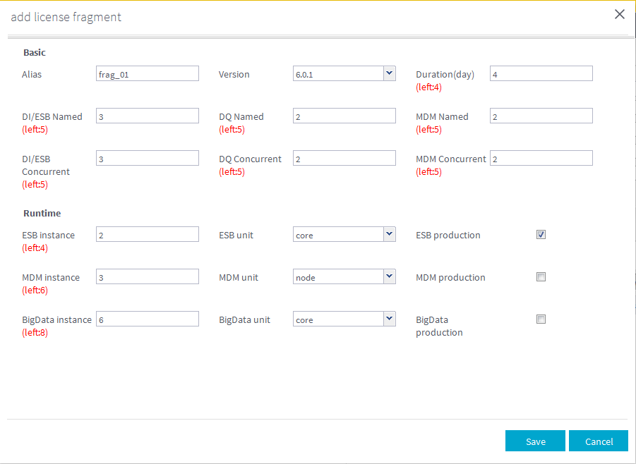 Assigning licenses | Talend Repository Manager User Guide Help