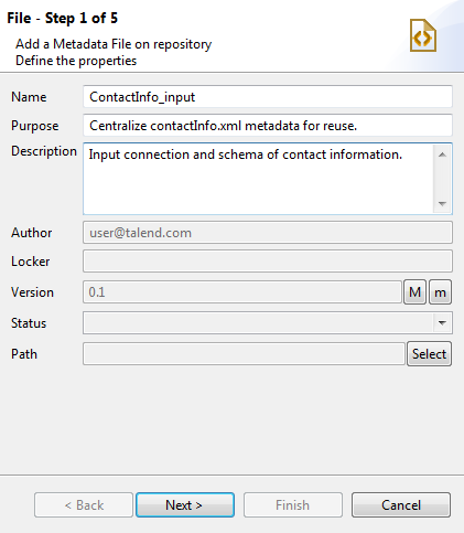 Définir les propriétés générales de la connexion File XML pour un ...